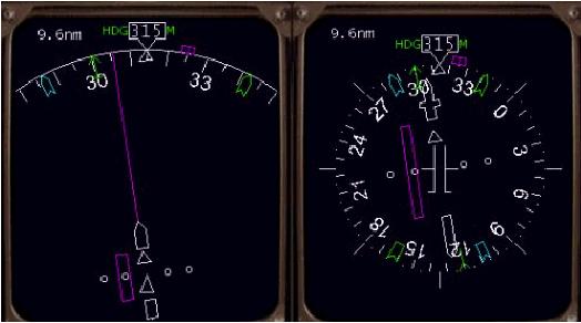Here are examples of the EHSI VOR displaysin EXPANDED (left) and FULL ...